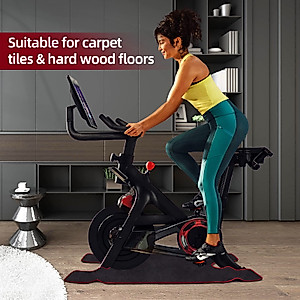 Exercise Bike Sweat Towel Mat, Super Absorbent Spin Bike Sweat Guard, Anti Slip & Machine Washable Mat Compatible with Peloton Bike, Peloton Accessories Black/Red