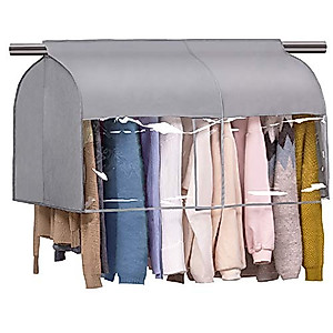 SLEEPING LAMB Expandable Hanging Closet Cover Shoulder Dust Cover Clothes Protector for Coats Suits Dresses, Grey