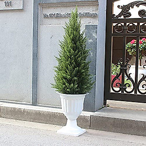 Two 3 Foot Artificial Topiary Cedar Trees Artificial Potted Shrubs UV Resistant Bushes Plants for Indoor Outdoor