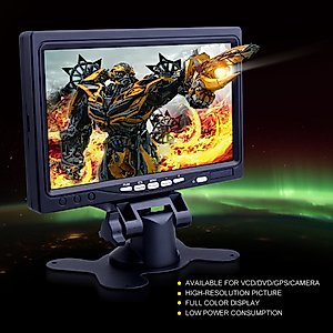 Kuman 7 Inch IPS Display 1024x600 LCD Screen Computer Monitor for PC Laptop Raspberry Pi 4 3 2B B RPI 1 B+ A+ with HDMI VGA Input, DVD VCR Car and Remote HDMI Cable SC7J
