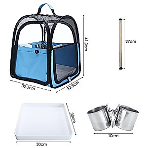 PetierWeit Bird Carrier Bird Travel Cage Parrots Travel Bag Lightweight Bird Travel Carrie Transparent Breathable Handy Crossbody Pet Travel Bag with Bottom Tray Shoulder Strap Stick Stand and Mug