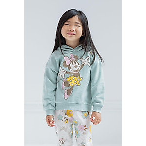 Disney Minnie Mouse Toddler Girls Fleece Pullover Hoodie and Pants Outfit Set Green/White 3T