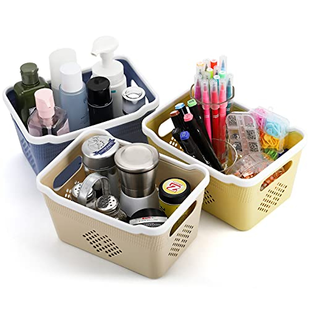 Jucoan 9 Pack Plastic Storage Baskets, Small Shelf Storage Baskets Classroom Storage Baskets for Home Kitchen Bathroom Cabinet Office School, 8.5 x 6 x 4.75 Inch