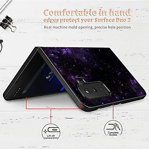 BWEGRHE Purple Galaxy Designed for Microsoft Surface Duo 2 Case, Full Cover Ultra Thin PU Leather Back Hard PC Phone Case for Microsoft Surface Duo 2 2nd 2021