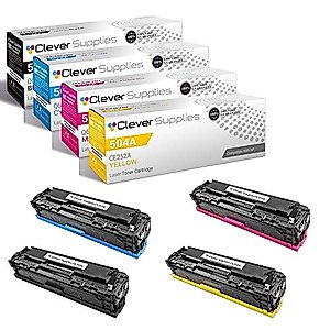CS Compatible Toner Cartridge Replacement for HP CP3525n CE250A Black CE251A Cyan CE252A Yellow CE253A Magenta HP 504A COLOR LASERJET CM3530 CM3530FS CP3525DN CP3525X CP3520 CM3530FS MFP 4 Color Set