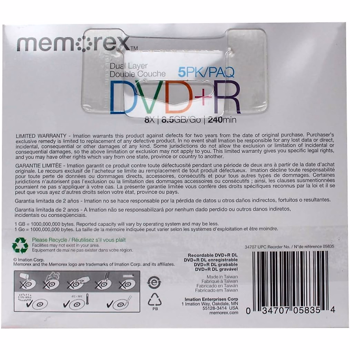 Memorex 8.5GB 8X Double Layer DVD+R (5 Pack)