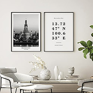 Dear Mapper Bangkok Thailand View Abstract Road Modern Map Art Minimalist Painting Black and White Canvas Line Art Print Poster Art Print Poster Home Decor (Set of 3 Unframed) (12x16inch)
