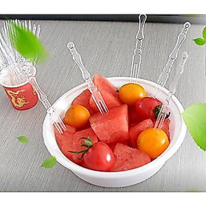 400Pcs Disposable Plastic Fruit Forks - Cocktail Sticks Plates Picks for Party Supplies Cake Snack Dessert Tasting Appetizer Forks Set (Clear)