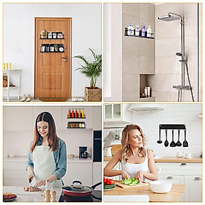 Bbbyddd Magnetic Spice Rack for Refrigerator, 3 Pack Magnetic Shelf, Moveable Magnetic Fridge Organizer with 9-Hook Rack for Kitchen Organization and Storage, Black(3 Pack)