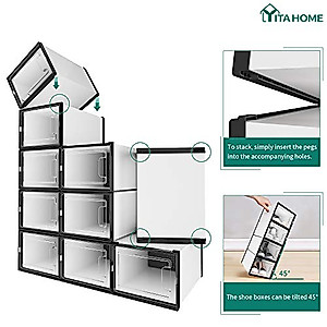 YITAHOME XL Shoe Storage Box, Set of 18 Shoe Storage Organizers Stackable Shoe Storage Box Rack Containers Drawers - X-Large Size