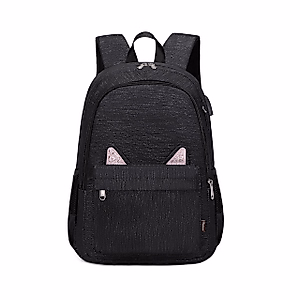 Wadirum Cute Backpack for Girls Fashion Laptop Bag Fit for 15.6 Inches Notebook Black
