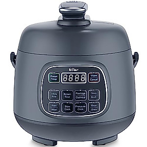Bear Rice Cooker 3 Cups (Uncooked), Fast Electric Pressure Cooker, Portable Multi Cooker with 10 Menu Settings for White/Brown Rice Oatmeal and More, Nonstick Inner Pot