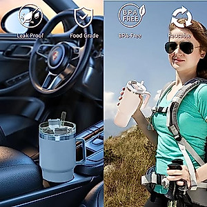 BOTTLAN 2Pcs Tumbler Lid Fit for Stanley 40 oz Quencher H2.0 FlowState Cup, Replacement Straw&Sip 2-IN-1 Lid Accessories Fit for Stanley 40 oz Adventure Quencher Tumbler, BPA Free and Dishwasher Safe