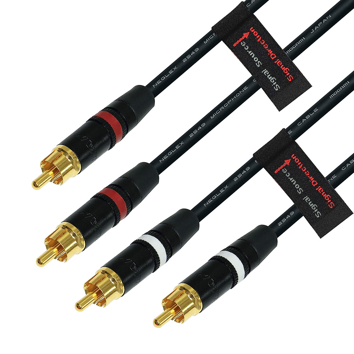WORLDS BEST CABLES 2 Foot – Directional High-Definition Audio Interconnect Cable Pair Custom Made Using Mogami 2549 Wire and Neutrik-Rean NYS Gold RCA Connectors