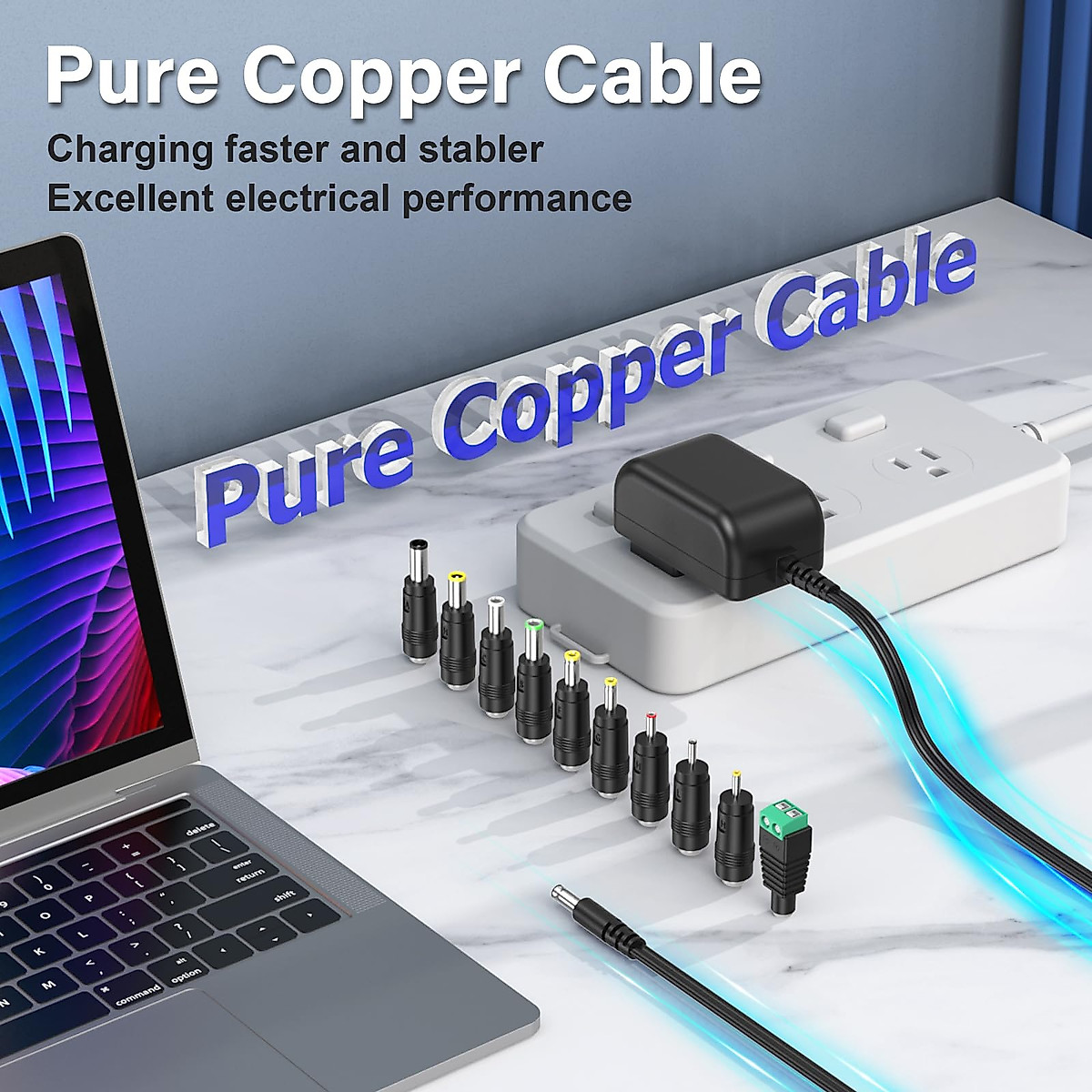 24V 2A 1.5A AC Adapter 24.0V 2.0A Charger 48W Switching Power Supply DC 24V 2000mA 1800mA 1500mA 1300mA 1200mA CordRegulated Transformer Adaptor with 10 Interchangeable Jacks UL Listed Plug