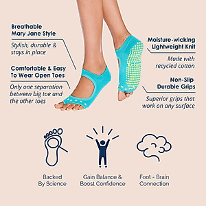 Tucketts Allegro Toeless Non-Slip Grip Socks - Anti Skid Yoga, Barre, Pilates, Home & Leisure, Pedicure - S/M - 2 pairs Black/Grey-Blush