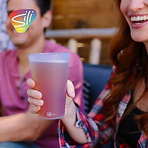 Silipint: Silicone Pint Glasses: 4 Pack Icicle - 16oz Reusable Unbreakable Cups, Flexible, Hot/Cold, Non-Slip Easy Grip