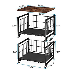 1Easylife Counter Basket Wire Basket with Wood Top, 2 Tier Stackable Pantry Organization and Storage Baskets Metal Mesh Bin Tiered basket for Countertop, Cabinet, Pantry, Kitchen (Black)