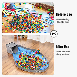 Zxyculture 2 Set Toy Storage Organizer and Play Mat - 13"x13"x13" Stackable and Foldable Cube Toy Organizers and Storage Bins for Boys and Girls (Warm Grayish Beige)