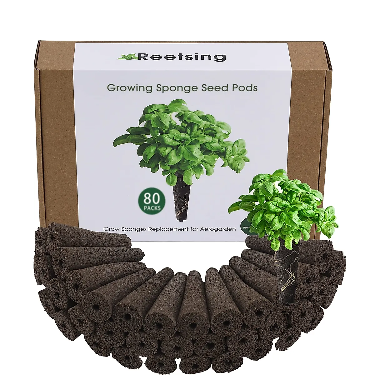 Reetsing 80 Pack Hydroponics Sponge,Replacementpre-Grow Sponges,Hydroponics Growing System Kit Compatible with Aerogarden sponges,Supplement pods for hydroponic Indoor Garden Growing System