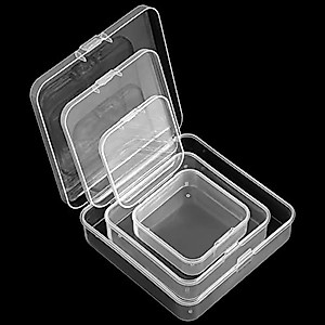 WSICSE 12 Pack Small Bead Organizers, Clear Bead Storage Organizer Plastic Bead Box with Lids Square Mixed Sizes for Small Items, Crafts, Jewelry