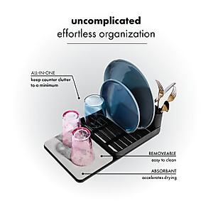 madesmart Dish Rack, Drying Stone Collection, Accelerates Moisture Evaporation, Natural & Mineral Materials, Non-Slip Base, Carbon