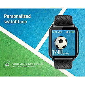 Smart Watch for iPhone Compatible Android Samsung, Fitness Tracker with Heart Rate Sleep Blood Oxygen Monitor Step Counter, IP68 Waterproof for Men Women Touch Screen Black