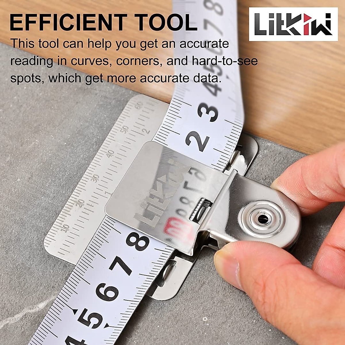 LitKiwi 2PCS Double Scale Measuring Tape Clip,304 Stainless Steel Corner Measuring Tool,Tape Accurately Position Measure Tool,Fixed Point Measurement,Corners Clamp Precision Marking Tool