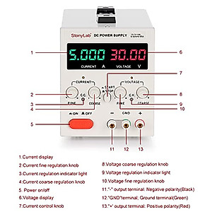 stonylab Digital DC Power Supply, 30V/5A Adjustable Single Output Switch Mode Regulated DC Power Supply for Bench Test Laboratory Research