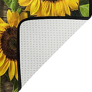 ALAZA Beautiful Sunflower on Wooden Area Rug Rugs for Living Room Bedroom 5'3"x4'