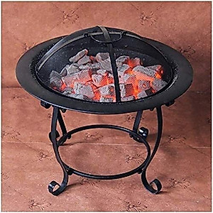 LEAYAN Garden Fire Pit Portable Grill Barbecue Rack Outdoor Fire Large Bonfire Wood Burning Patio Grill Firepit for Grill CharGrill with Spark Screen with Cover BBQ Cooking for Camping 40 * 36cm
