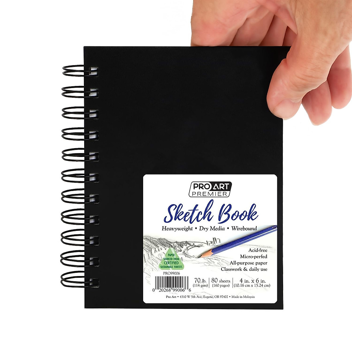 Pro Art Premium Sketch Book 4"x6" 80 Sheets, 70#, Wire, Sketch Book, Sketchbook, Drawing Pad, Pad, Drawing Paper, Art Book, Paper, Sketchbook for