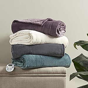 Serta Luxuriously Soft Plush Electric Blanket Fast Heating Cozy Cover, Safety Auto Shut Off Timer, Low EMF, Multi Heat Setting, ETL Certified, Machine Washable, Lavender King (92 in x 100 in)