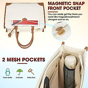 NUBILY Laptop Bag for Women 15.6 inch Lightweight Canvas Tote Waterproof Work Shoulder Bags Large Capacity Computer Professional Office Business Briefcase Casual Handbag Travel College, Brown