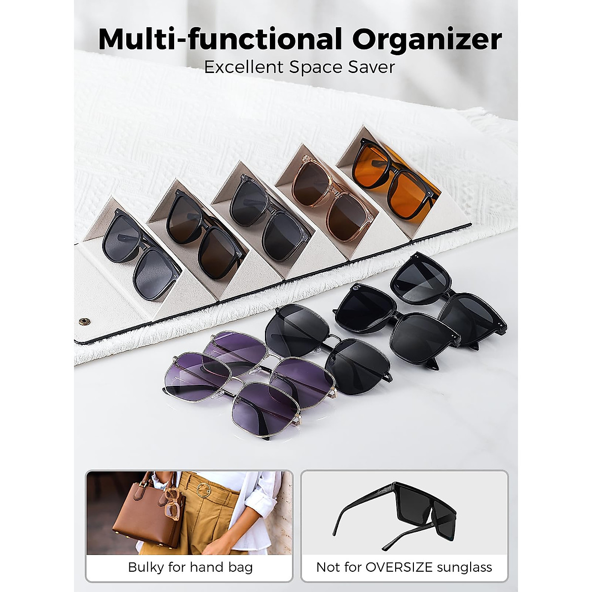 Simplelement Travel Sunglasses Organizer, Sunglass Travel Case for Multiple Pairs, Portable Glasses Travel Case Organizer