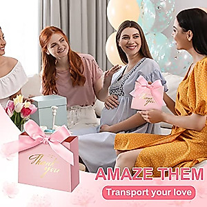 90 Pcs Small Thank You Gift Bag Party Favor Bags Treat Box with Bow Ribbons Mini Pink Goodie Bags Thank You Paper Gift Bags for Wedding Baby Shower Bridal Party Supplies, 4.5 x 1.8 x 3.9 Inches