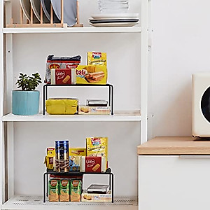 Set of 4 Mesh Kitchen Shelves Cabinet Storage Shelf Rack (13.1 x 10.2 Inch) ，Kitchen Bathroom Pantry Cupboard Desk Home Office, Fridge, Cabinet, Bathroom Cupboard, Non-slip Plastic Feet (Black)