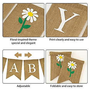GCQQ Baby In Bloom Banner, No DIY Baby in Bloom Burlap Banner, Daisy Baby Bloom Banner, Rustic Baby In Bloom Banner for Baby Shower, Welcome Baby, Mommy to Be Party Supplies