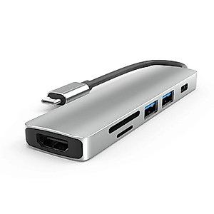 6 in 1 USB C Hub Type C to HDMI + 2X USB3.0 + PD + TF + SD Adapter