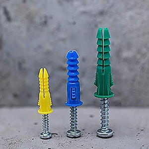 DIY.TK Plastic Self Drilling Drywall Ribbed Anchors with Phillips Pan Head Self Tapping Screws Assortment Kit,66 Pieces