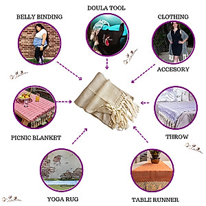 Baby Trapoz Mexican Rebozo Shawl, Ideal for Natural Birth, Doula Massage, 98.5", Green