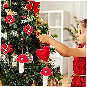 SAFIGLE 8pcs Wool Felt Pendant Crutches Ornament Mushroom Home Decor Mushroom Ornament Felt Christmas Ornaments Xmas Tree Pendants Felt Mushroom Xmas Themed Pendants Felt Xmas Ornaments