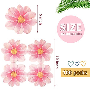 Qilery 100 Pcs Floral Shape Napkins Disposable Flower Shaped Cocktail Napkins Decorative Paper Napkins for Bridal Baby Shower Wedding Birthday Summer Dinner Party Tableware Decor (Pink)