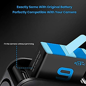 REYTRIC Hero 9/10/11 Batteries 3-Pack and 3-Channel Charger Compatible with GoPro Hero 9 Black, GoPro Hero 10 Black, GoPro Hero 11 Black (Fully Compatible with GoPro9 GoPro10 GoPro11 Battery)