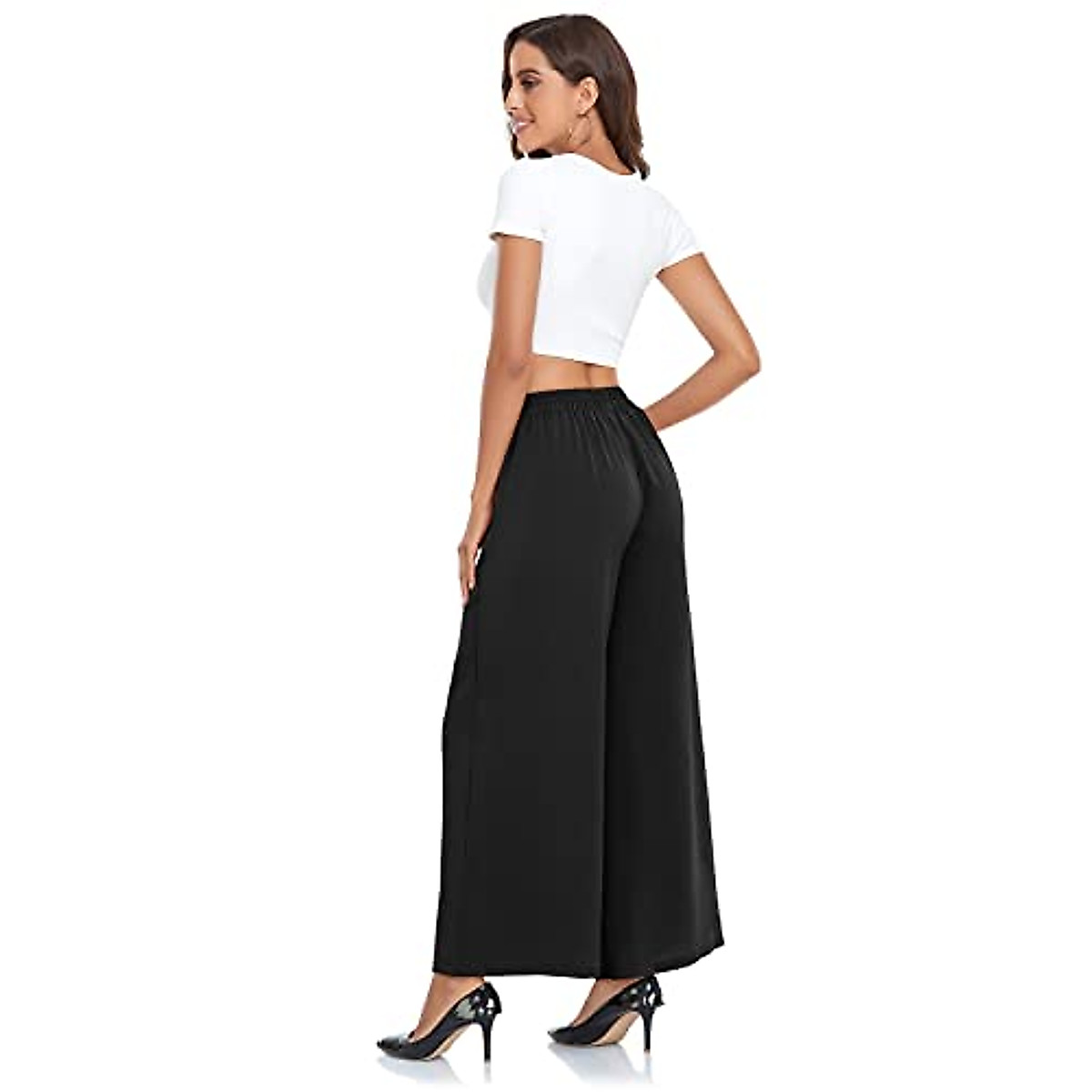 Arolina Women High Waist Wide Leg Long Pants Loose Fit Casual Palazzo Lounge Pants with Pockets