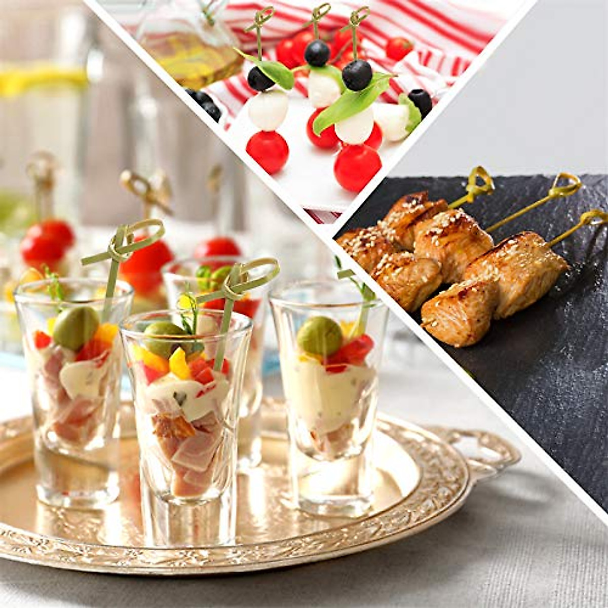 Minisland 200 Pcs Premium Bamboo Knot Cocktail Picks 4.7 Inch Long Fancy Toothpicks for Appetizers Party Food Fruit Drinks Garnish Skewer Sticks -MSL160