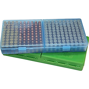 MTM Case-Gard P-200 Series Flip Top Handgun Ammo Box .45 ACP/.40 S&W and Similar Rounds Holds 200 Rounds Clear Blue