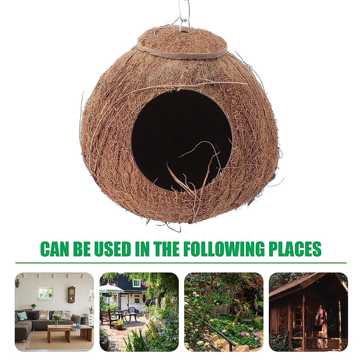 VILLCASE Outdoor Toys Bird Natural Shell Bird House Parakeet Budgie Cockatiel Finch Sparrows Breeding Nesting Bird Aviary Cage Box -Pecking Bite (Chain Style) Outdoor Playset