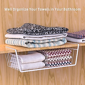 Under Shelf Basket, iSPECLE 6 Pack Hanging Under Shelf Storage Basket Under Cabinet Desk Storage Shelf Organizer Pantry Organization and Storage for Kitchen Pantry Bookshelf, Black