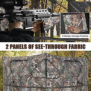 GYMAX Hunting Blind, 2-Panel See Through Pop Up 2-3 Persons Camouflage Deer Blind with Windows & Carrying Bag, Portable Folding Outdoor Ground Blind for Deer Turkey Hunting Gear Accessories